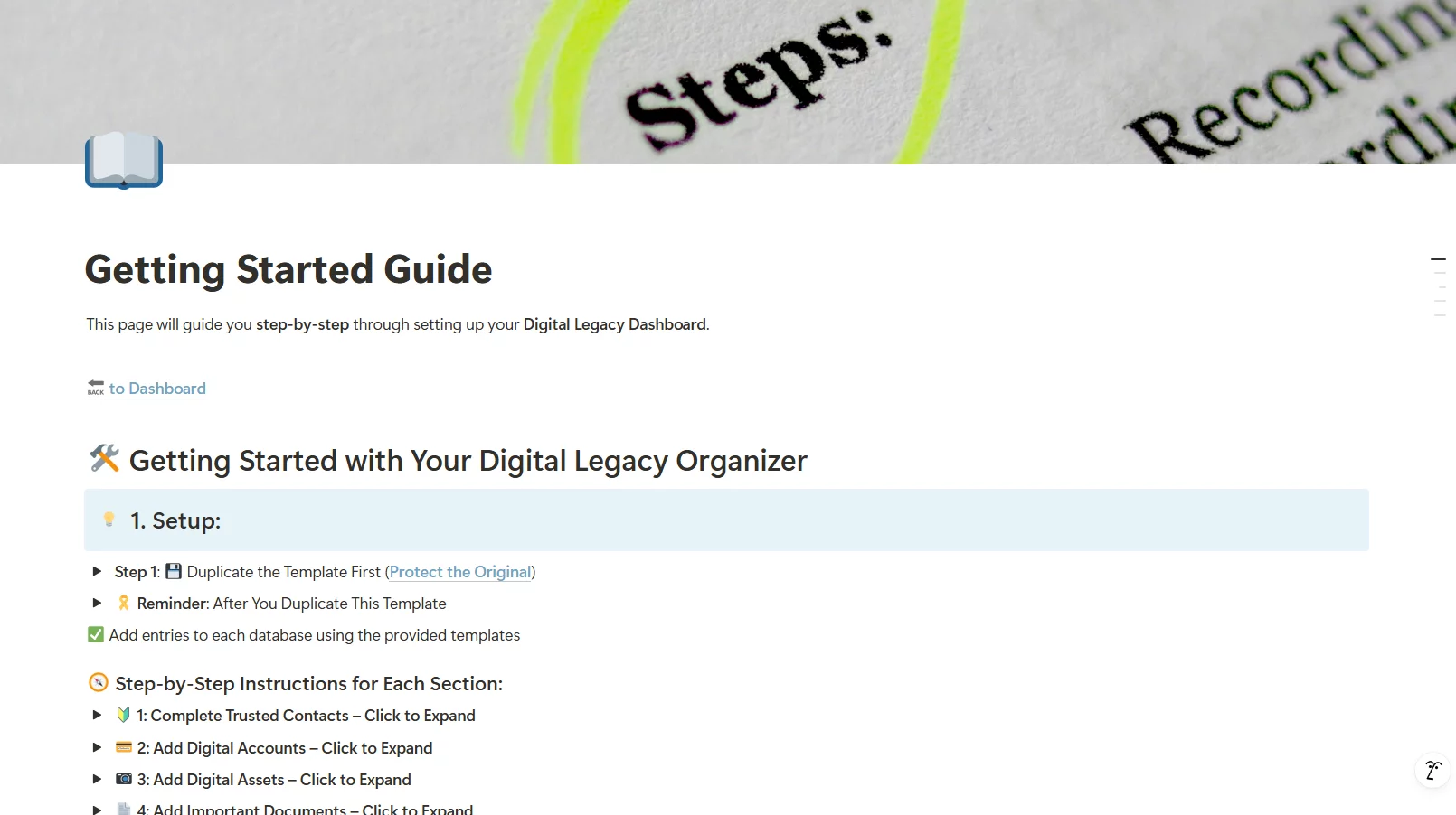 Digital Legacy Organizer - Personal Template